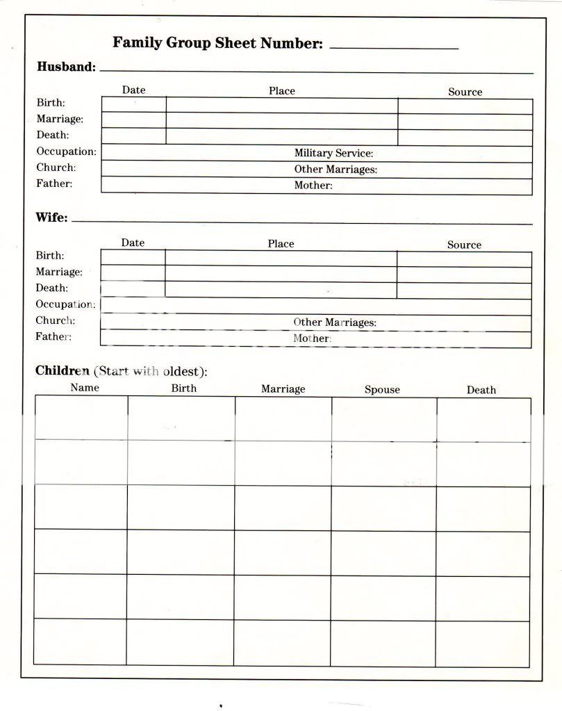 Family Group Sheet | Country & Victorian Times